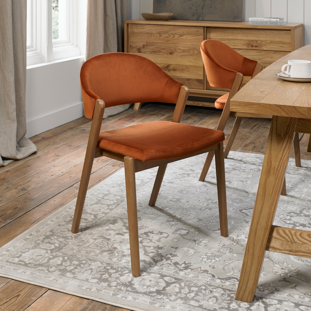 Christopher Rustic Oak Dining Chair Rust - Glasswells