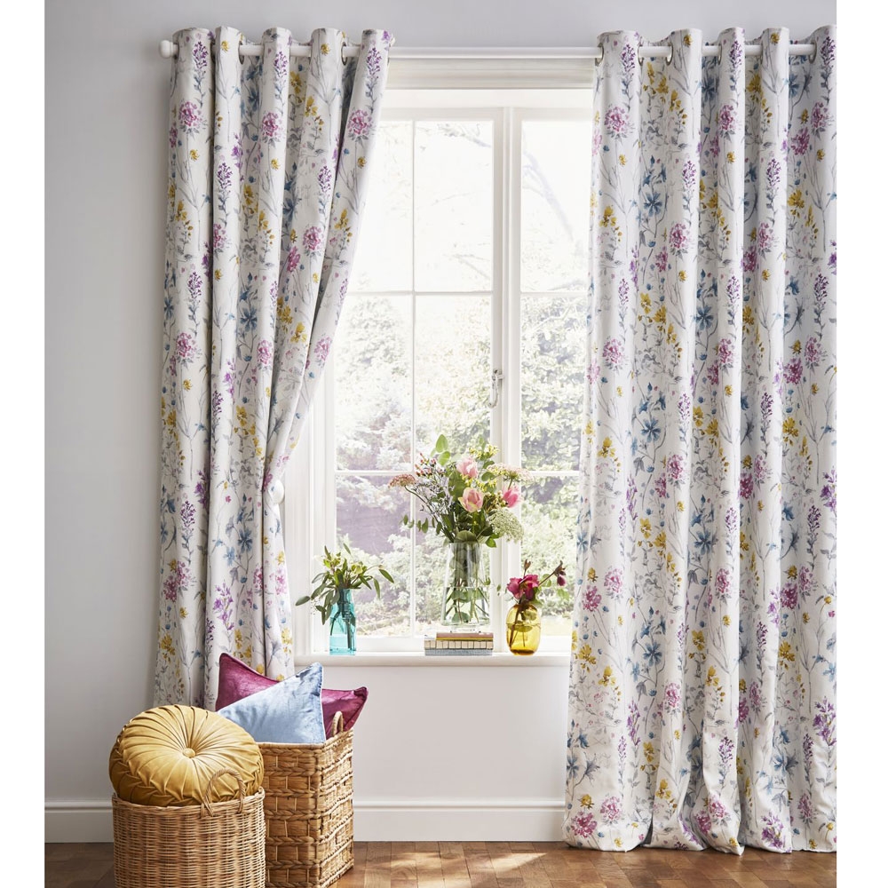 Laura Ashley Wild Meadow Readymade Blackout Curtains Multi - Glasswells