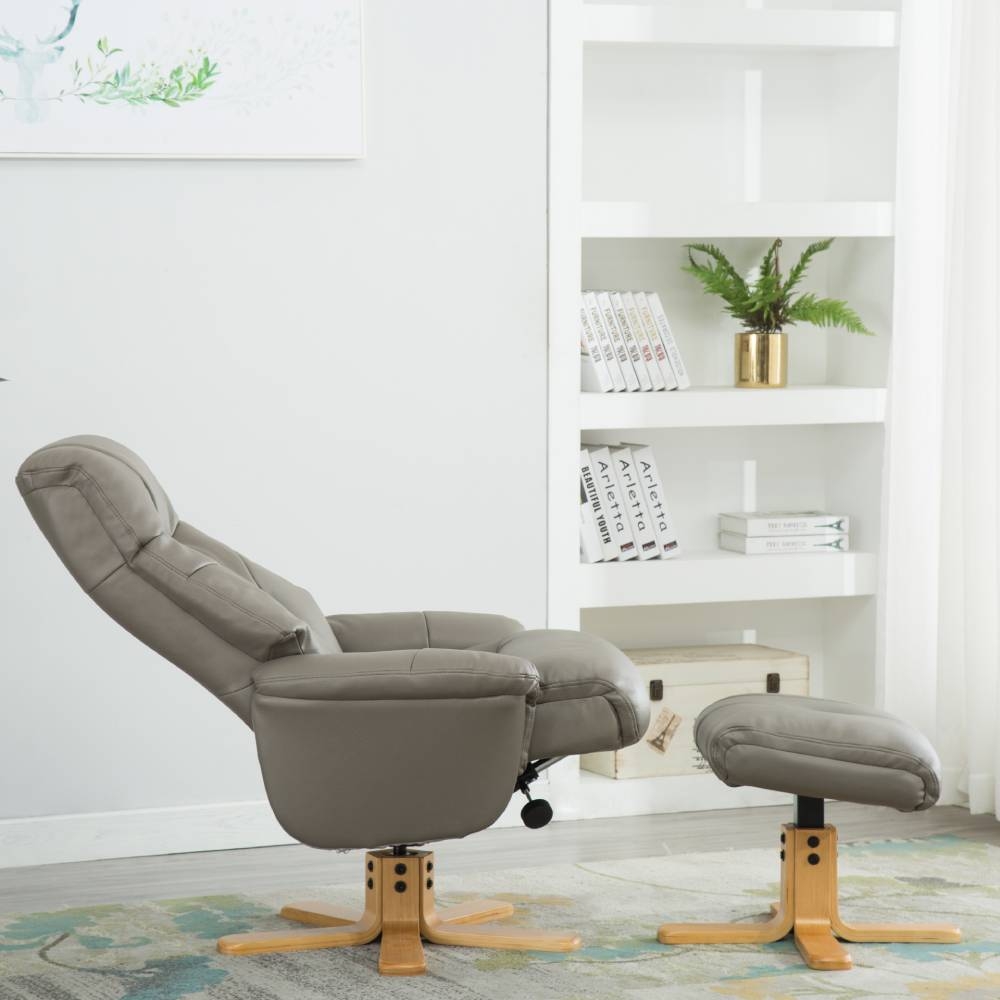 Deben Swivel Chair & Footstool Grey Plush - Glasswells