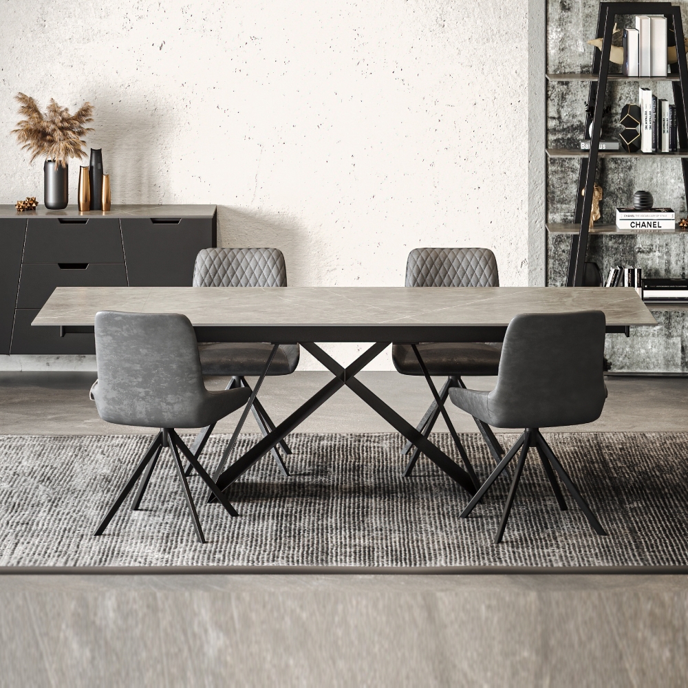 Orion Extending Dining Table 160-240cm & 4 Dining Chairs - Glasswells
