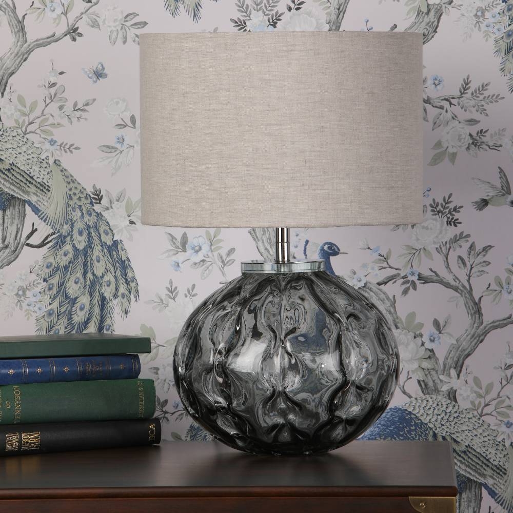 Laura Ashley Elderdale Table Lamp Smoked Glass & Polished Chrome With ...