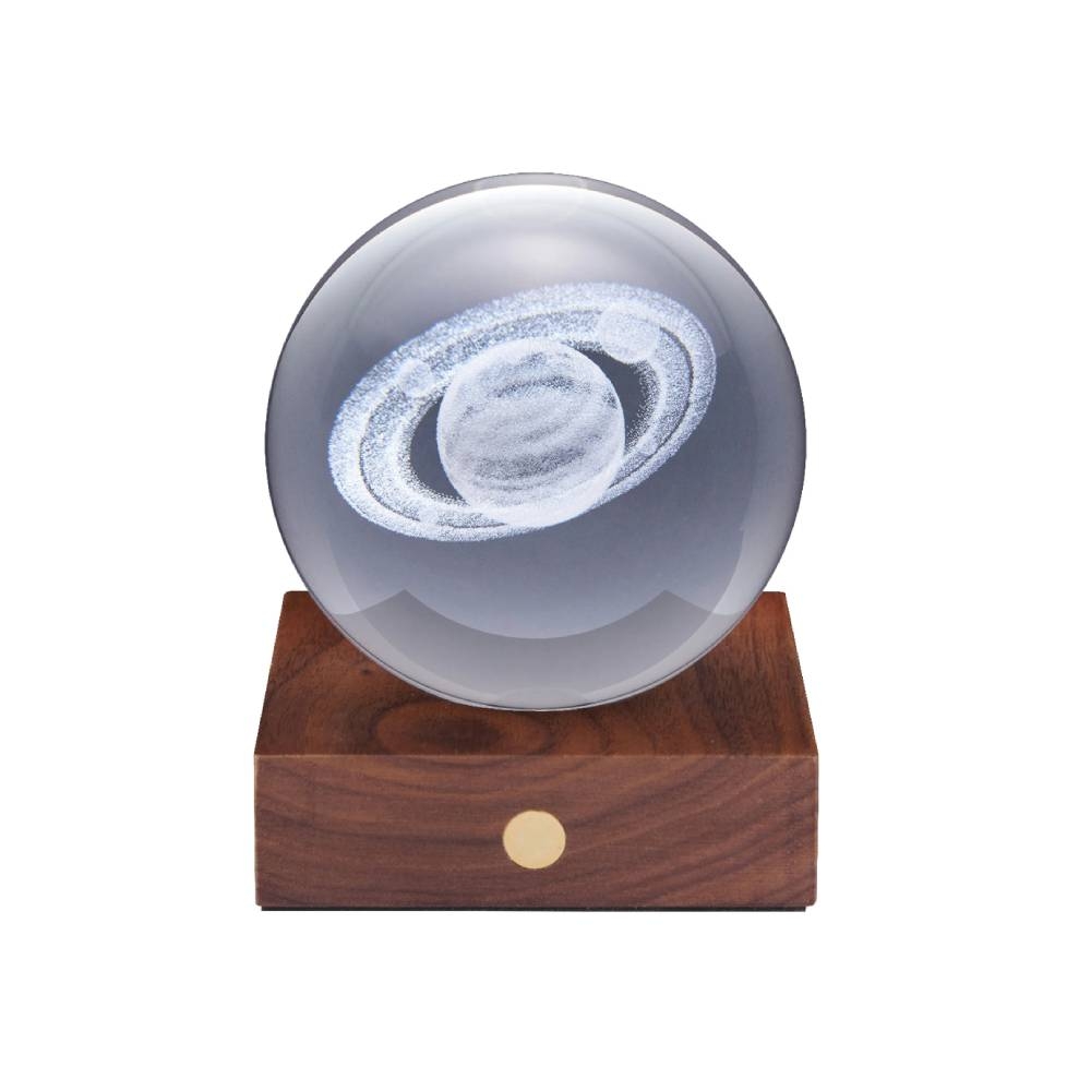 Gingko Amber Crystal Light 3D Laser Saturn - Glasswells