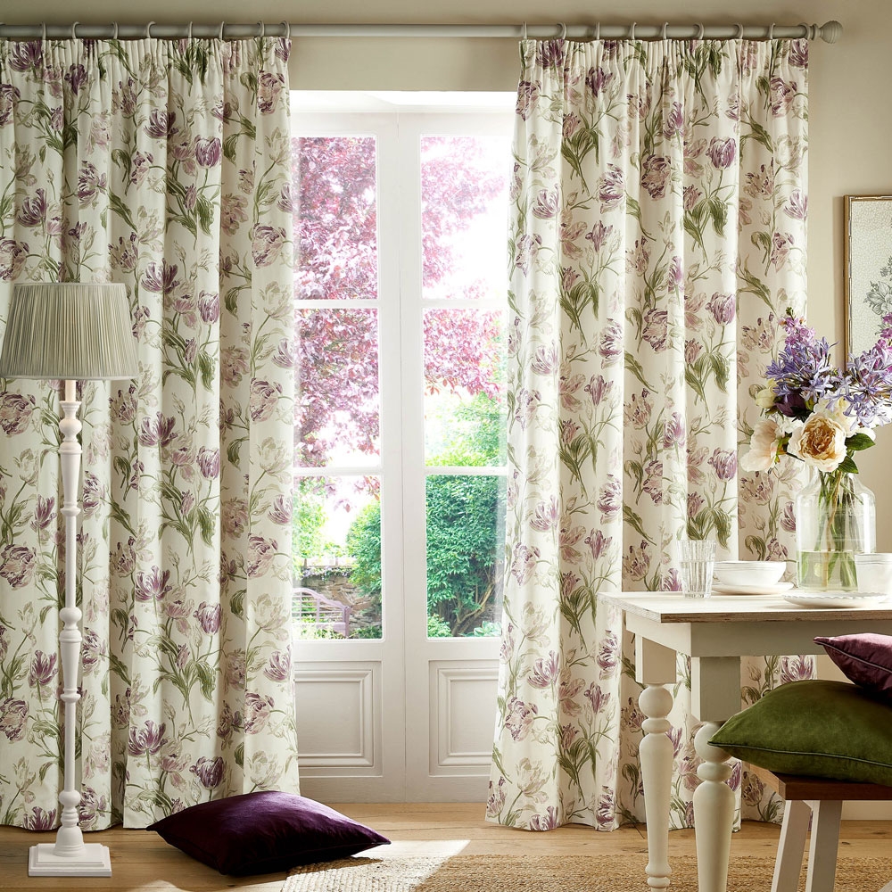 Laura Ashley Gosford Readymade Curtains Grape - Glasswells