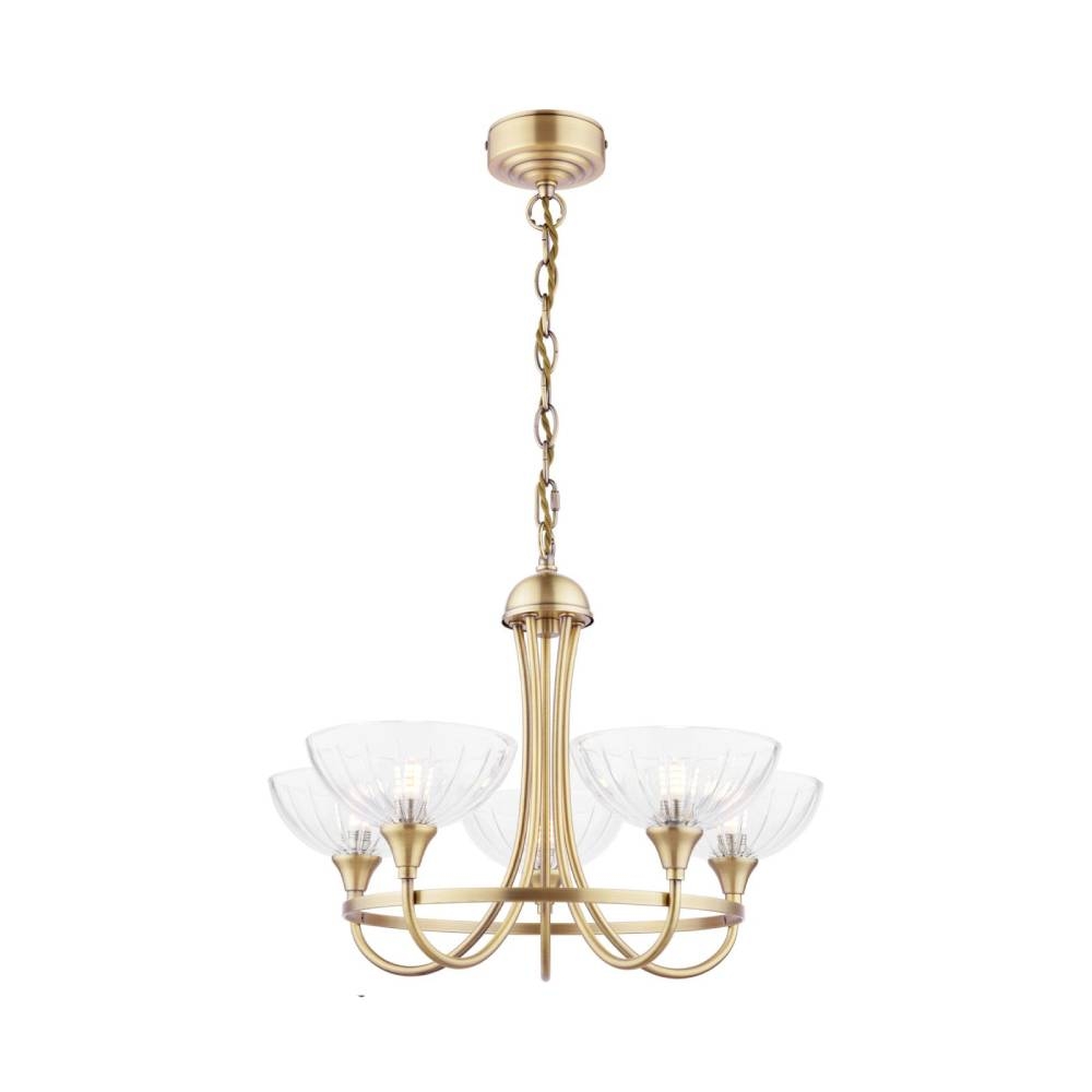 Laura Ashley Wellham 5 Light Armed Pendant Antique Brass - Glasswells