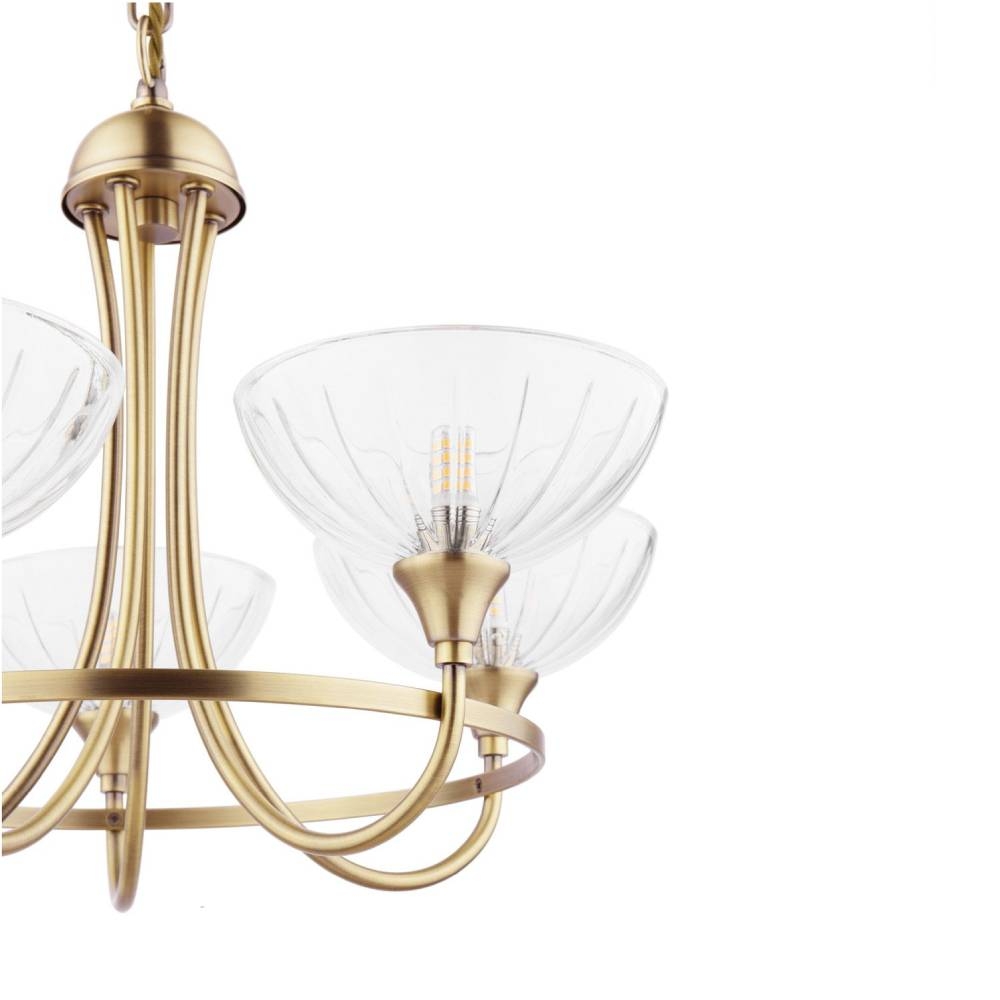 Laura Ashley Wellham 5 Light Armed Pendant Antique Brass - Glasswells