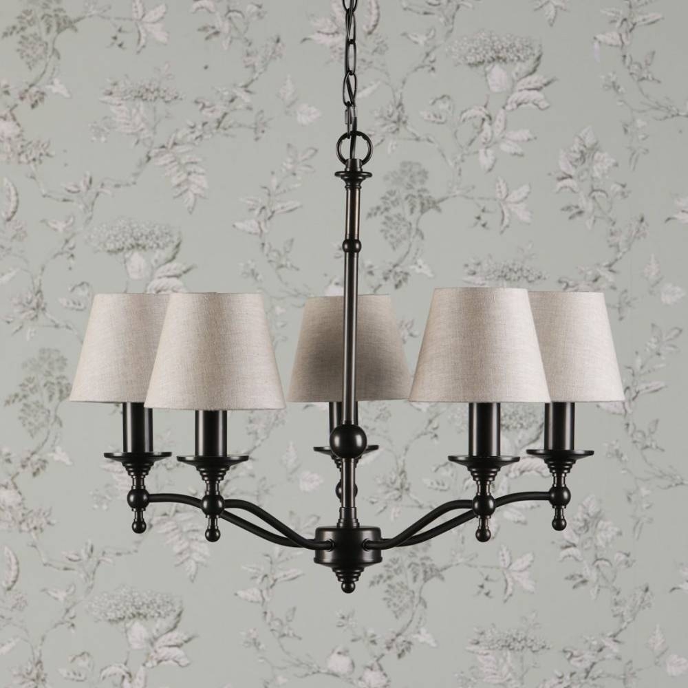 Laura Ashley Ludchurch 5 Light Chandelier Industrial Black - Glasswells