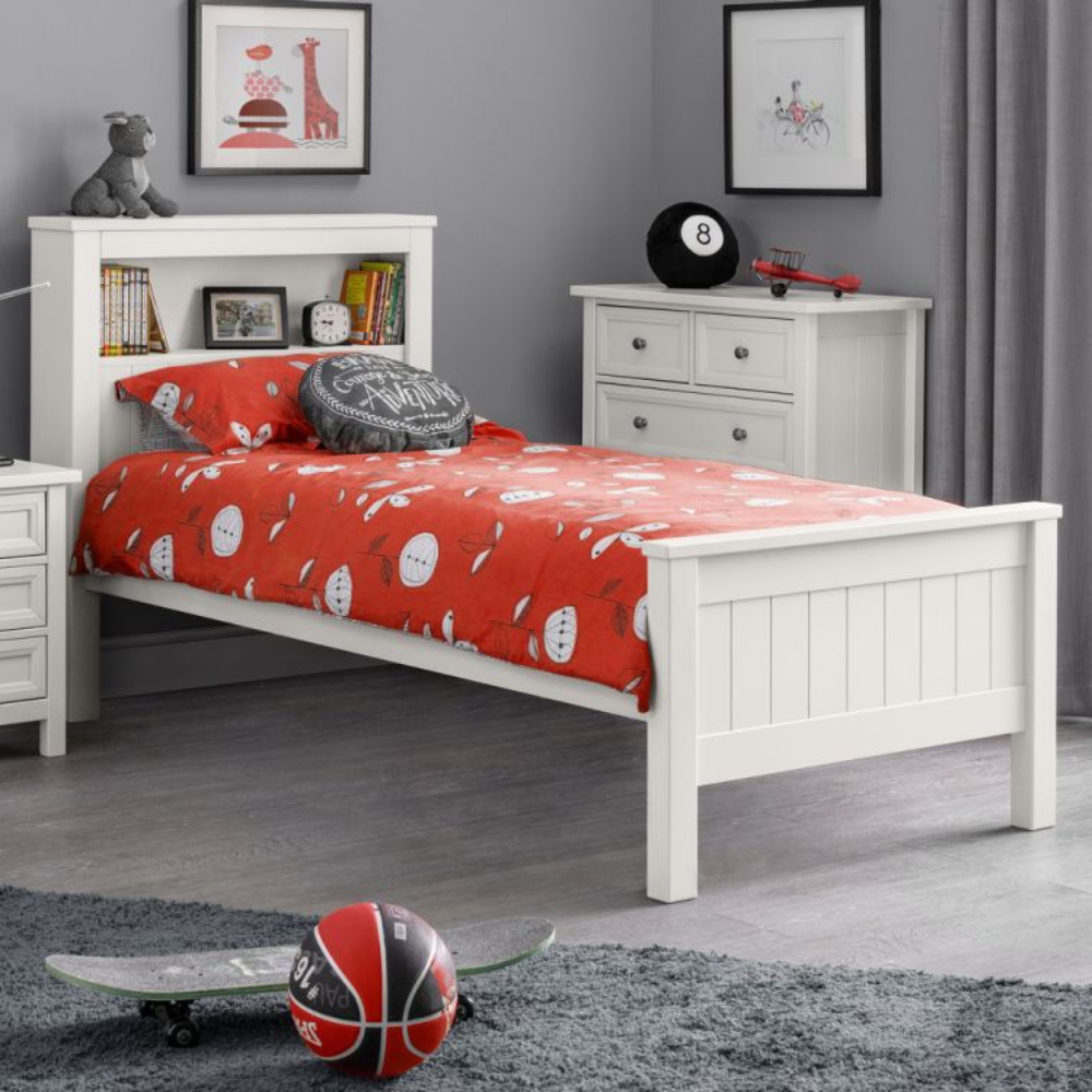 Marley Bookcase Bed Single 90cm Surf White - Glasswells