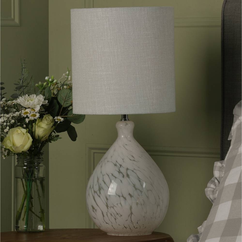 Laura Ashley Confetti Table Lamp White Art Glass & Silver Shade ...