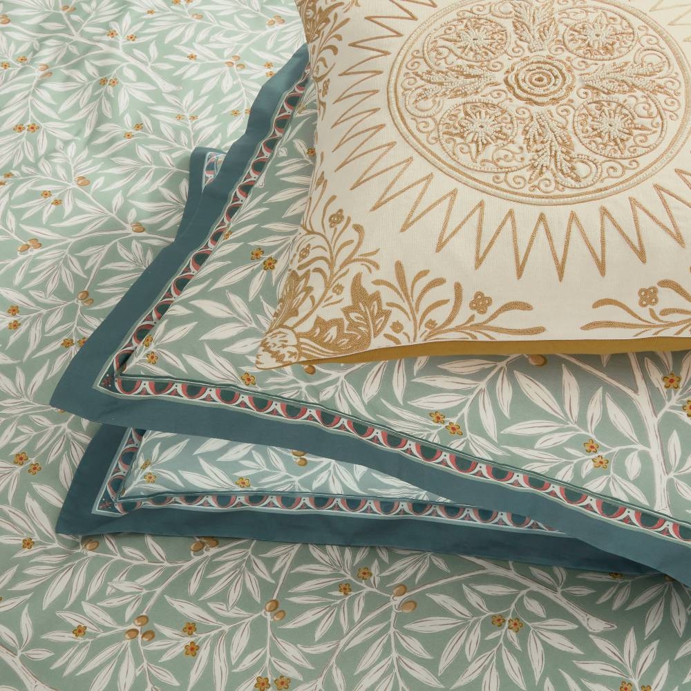 Morris Co/V&A Room Willow Cover Set Kng Sage Green & Gold - Glasswells