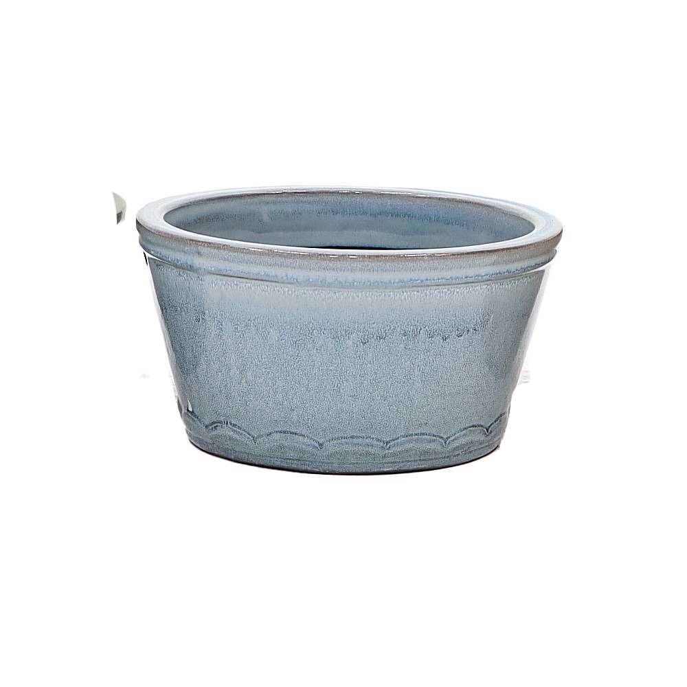 Clara Low Conical Pot - Blue - Glasswells