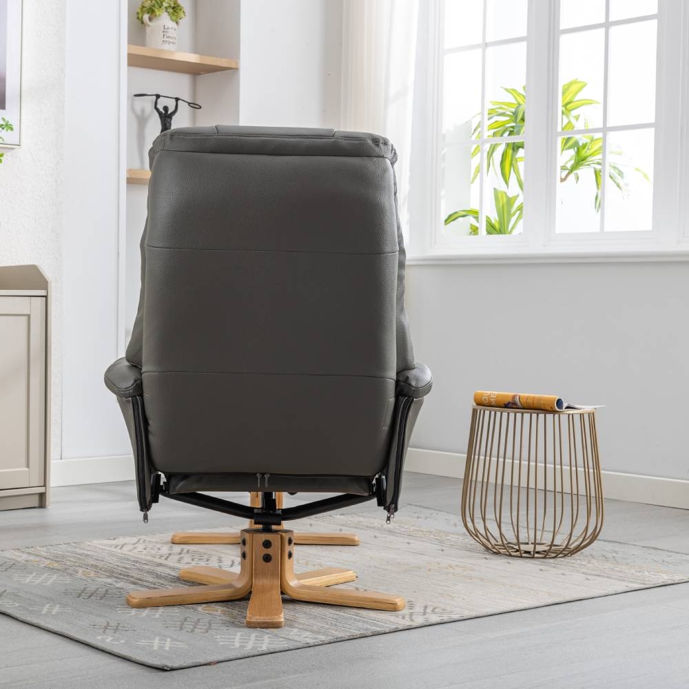 Deben Swivel Chair & Footstool Cinder Plush - Glasswells