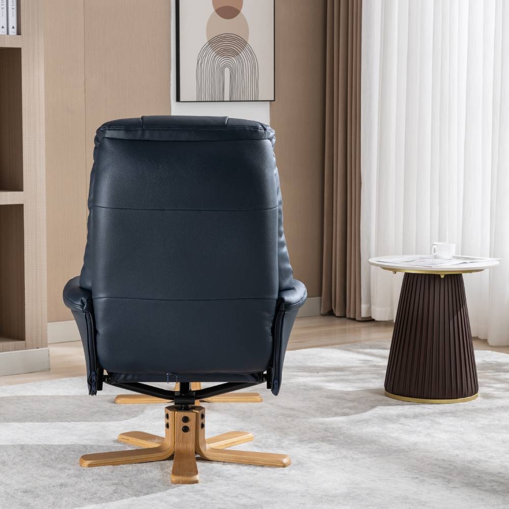 Deben Swivel Chair & Stool Navy Plush - Glasswells