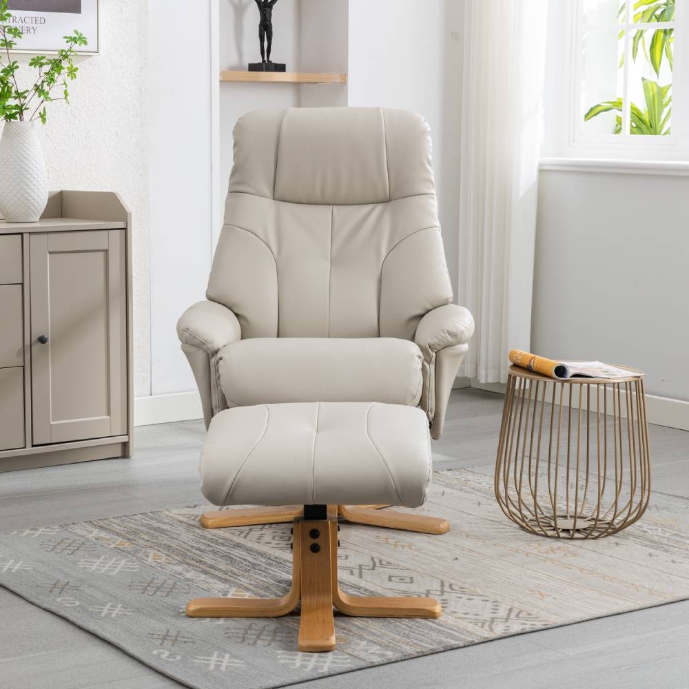 Deben Swivel Chair & Stool Mushroom Plush - Glasswells