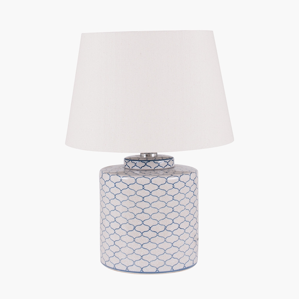 Demetri Ceramic Grey and Blue Detail Table Lamp - Glasswells