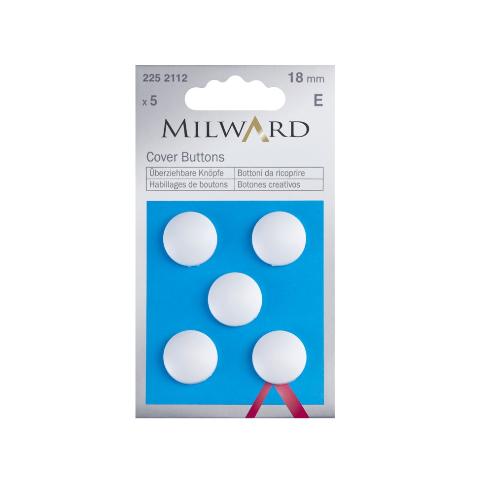 Buttons Cover Plastic White 18mm - Glasswells