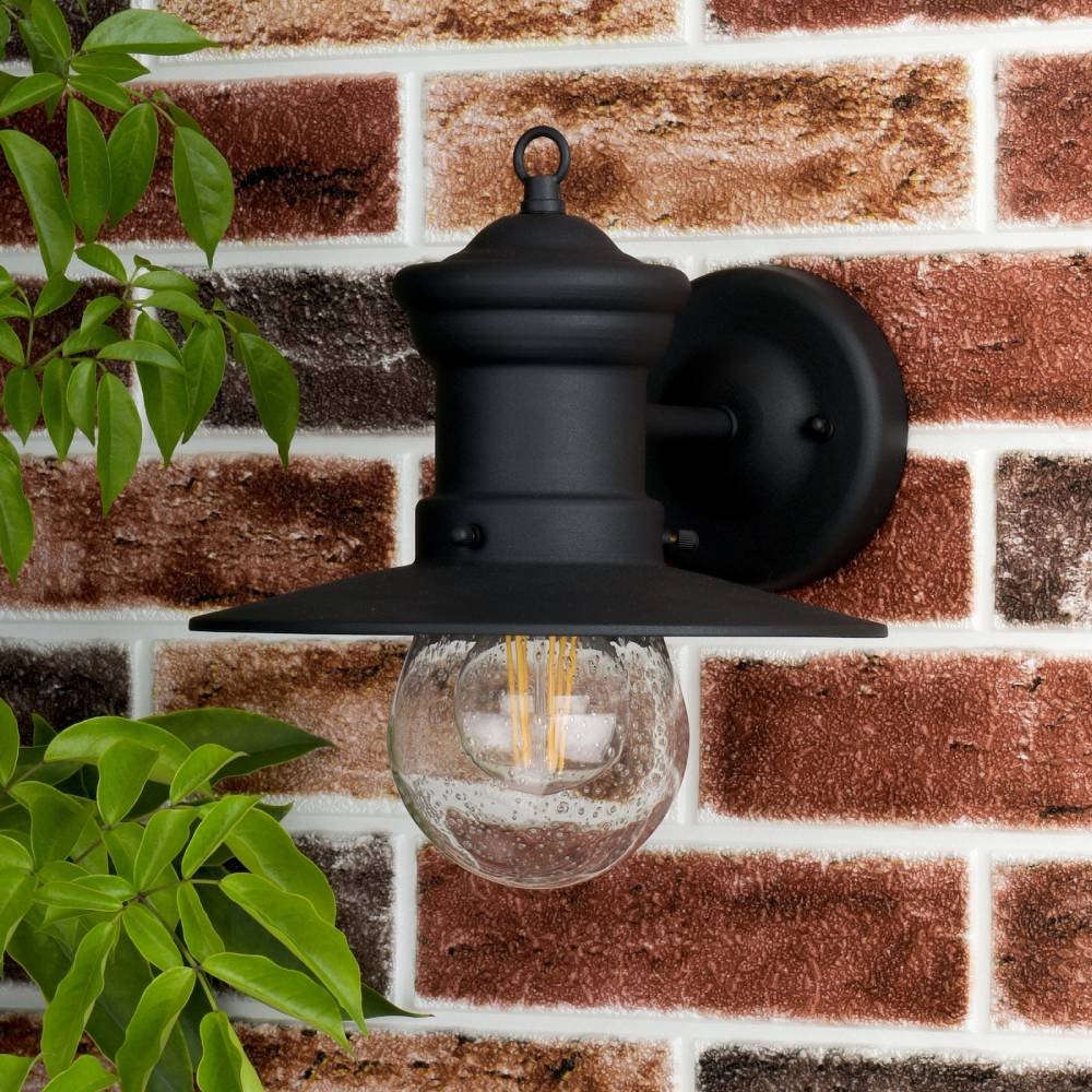 Sedgewick Outdoor Wall Light Black Glass IP44 - Glasswells