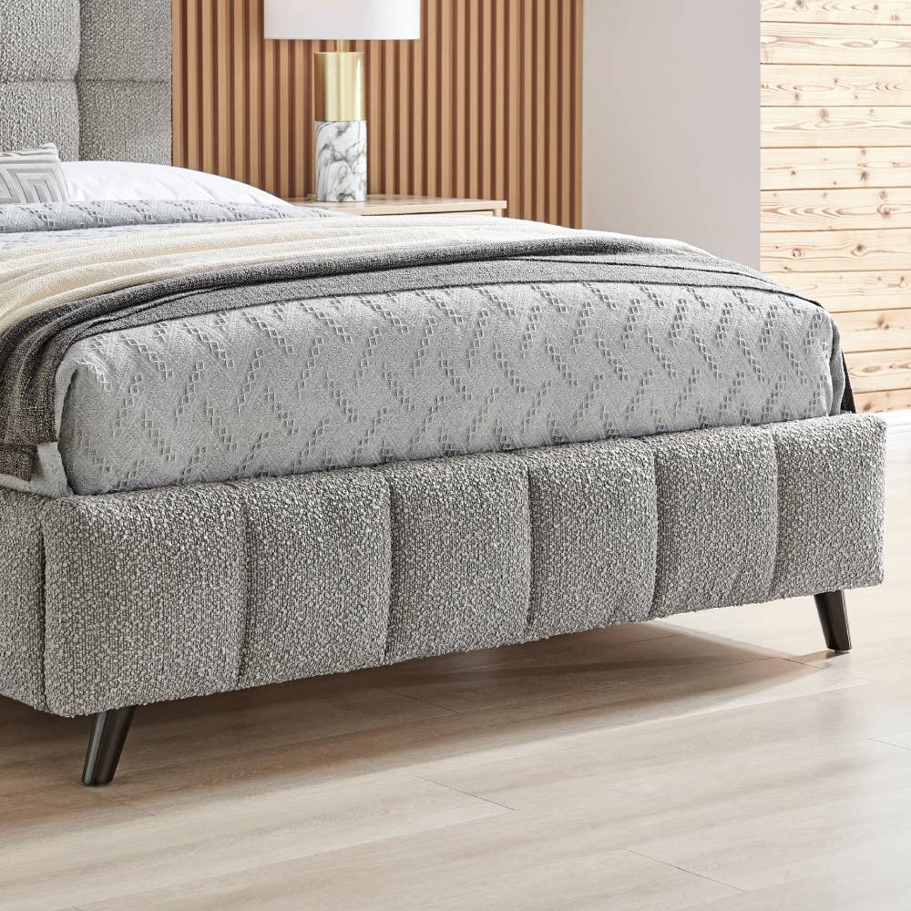 Skyla Bed Frame Square Dove Grey Boucle - Glasswells