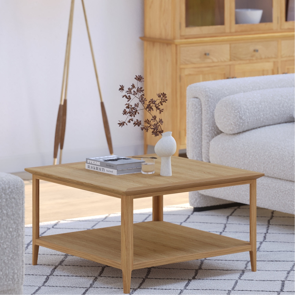 Saxham Square Coffee Table With Shelf - Glasswells