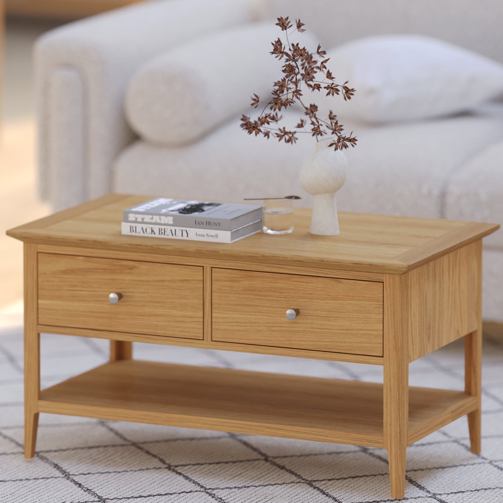 Saxham 2 Drawer Coffee Table - Glasswells