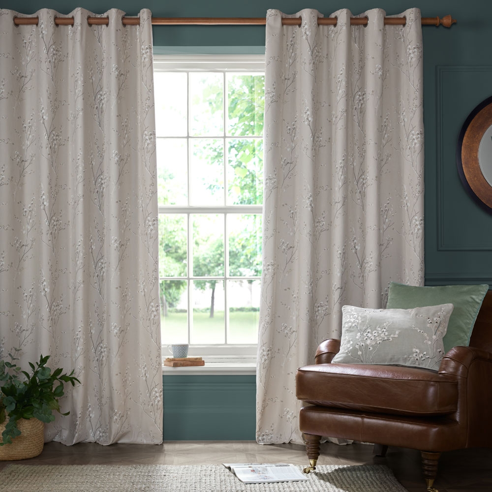 Laura Ashley Pussywillow Eyelet Headed Curtains Truffle Natural ...