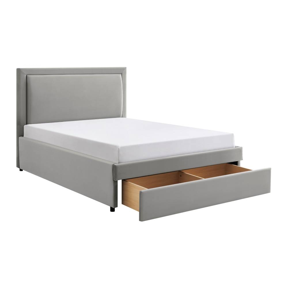 Ursula Upholstered Bed Frame With Drawer Storage Grey - Glasswells