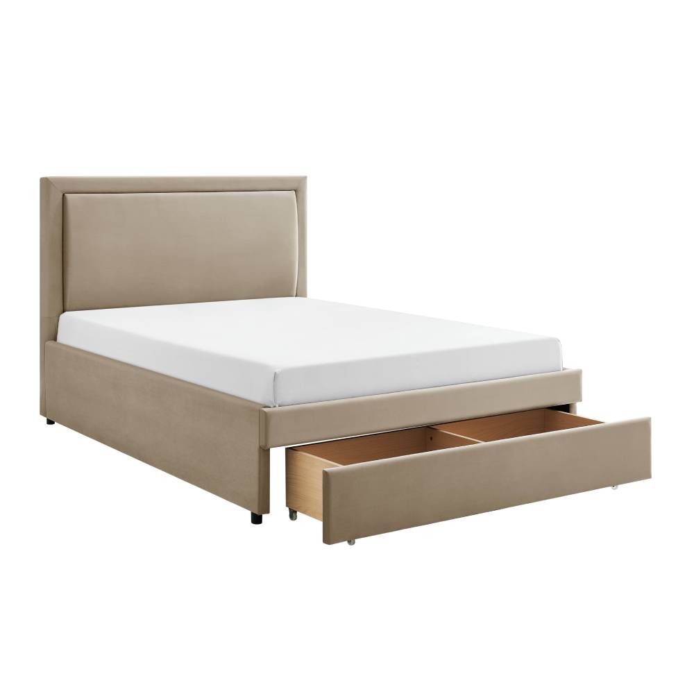 Ursula Upholstered Bed Frame With Drawer Storage Taupe - Glasswells