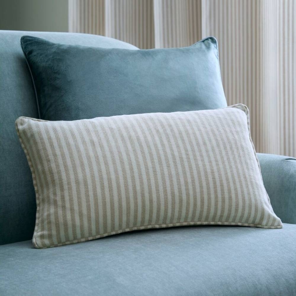 Laura Ashley Cornish Chenille Stripe 30cm x 50cm Cushion Natural ...