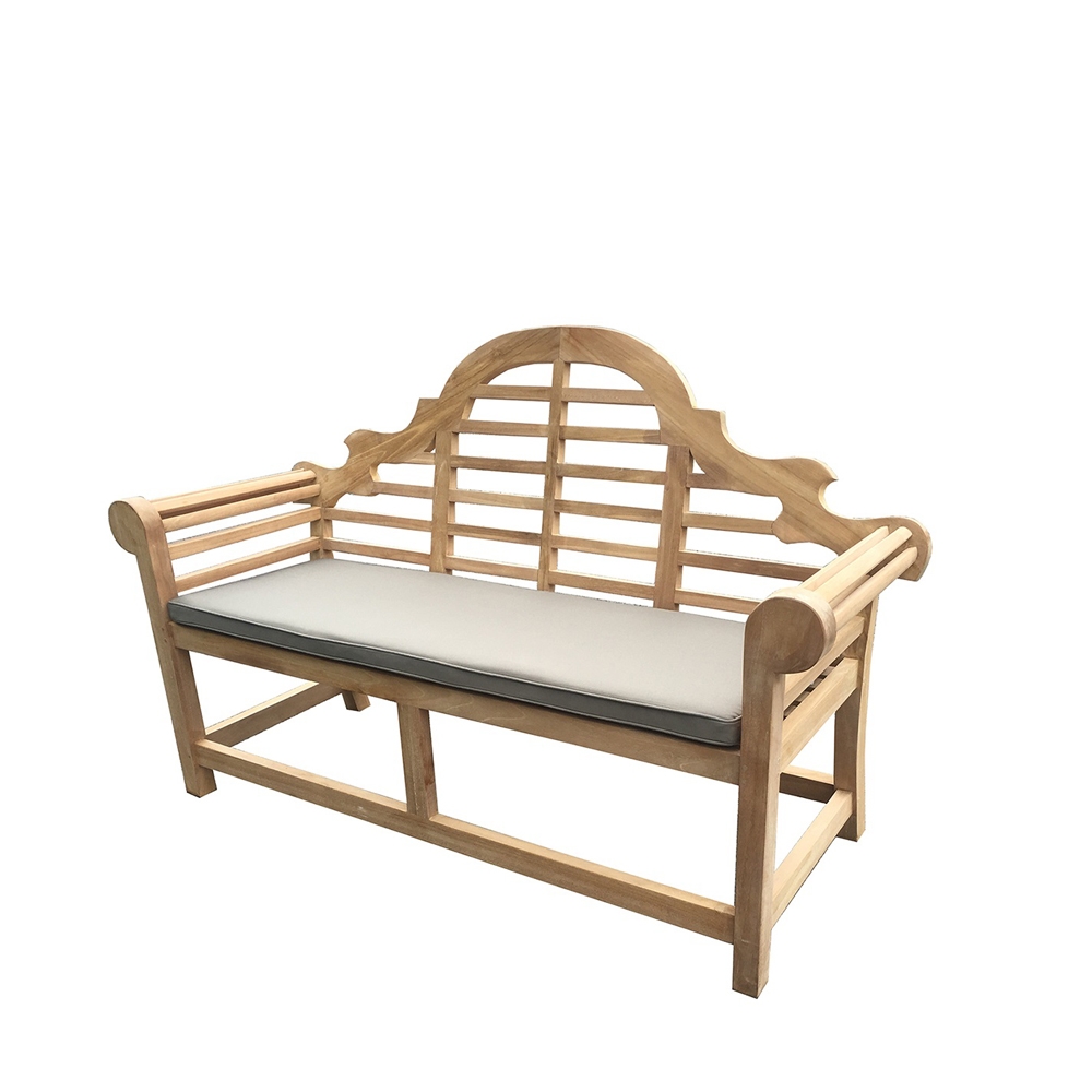 Lutyens Style Teak Bench with Taupe Cushion - Glasswells
