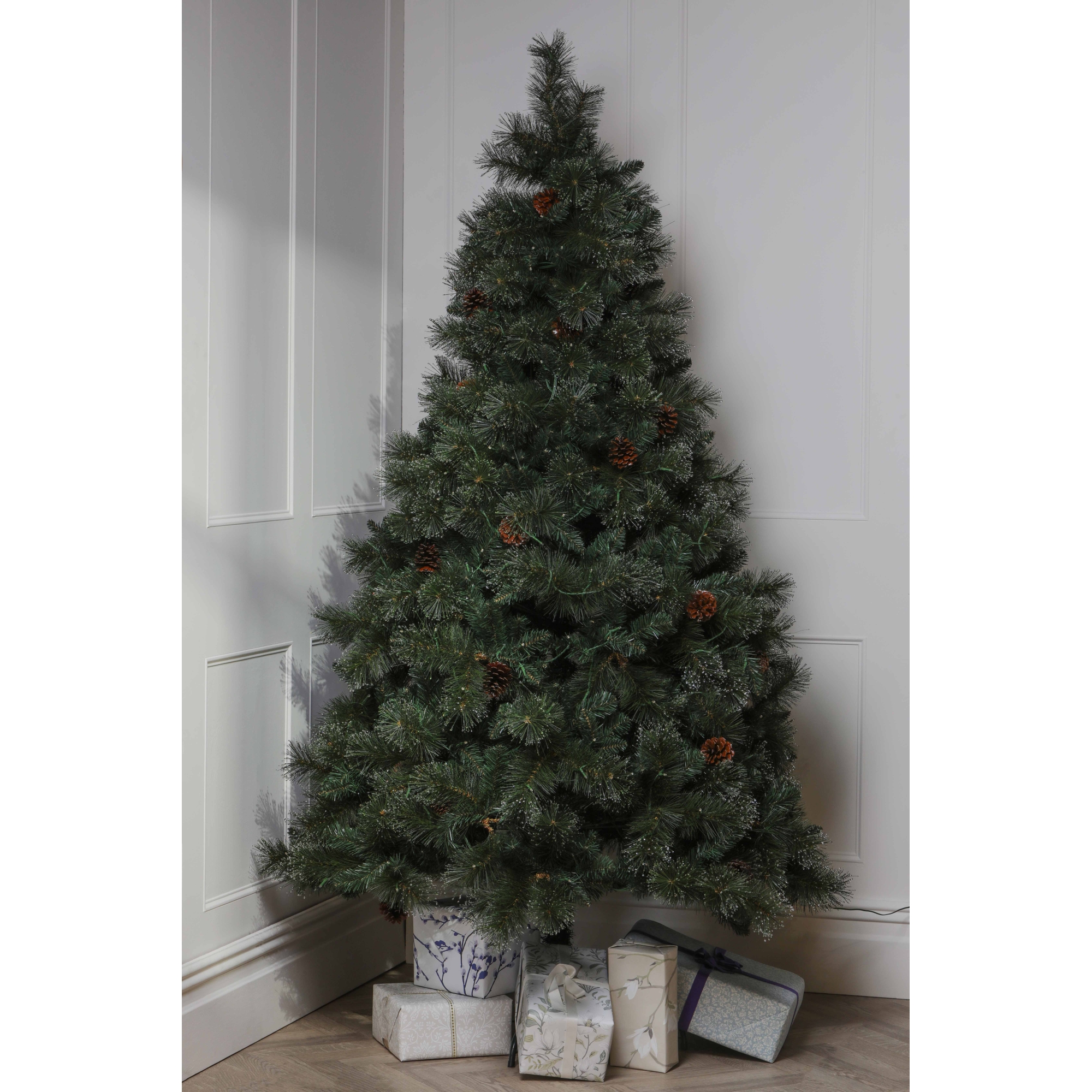 Laura Ashley Full Lit Tree with Dew Drops & Pine Cones - Glasswells