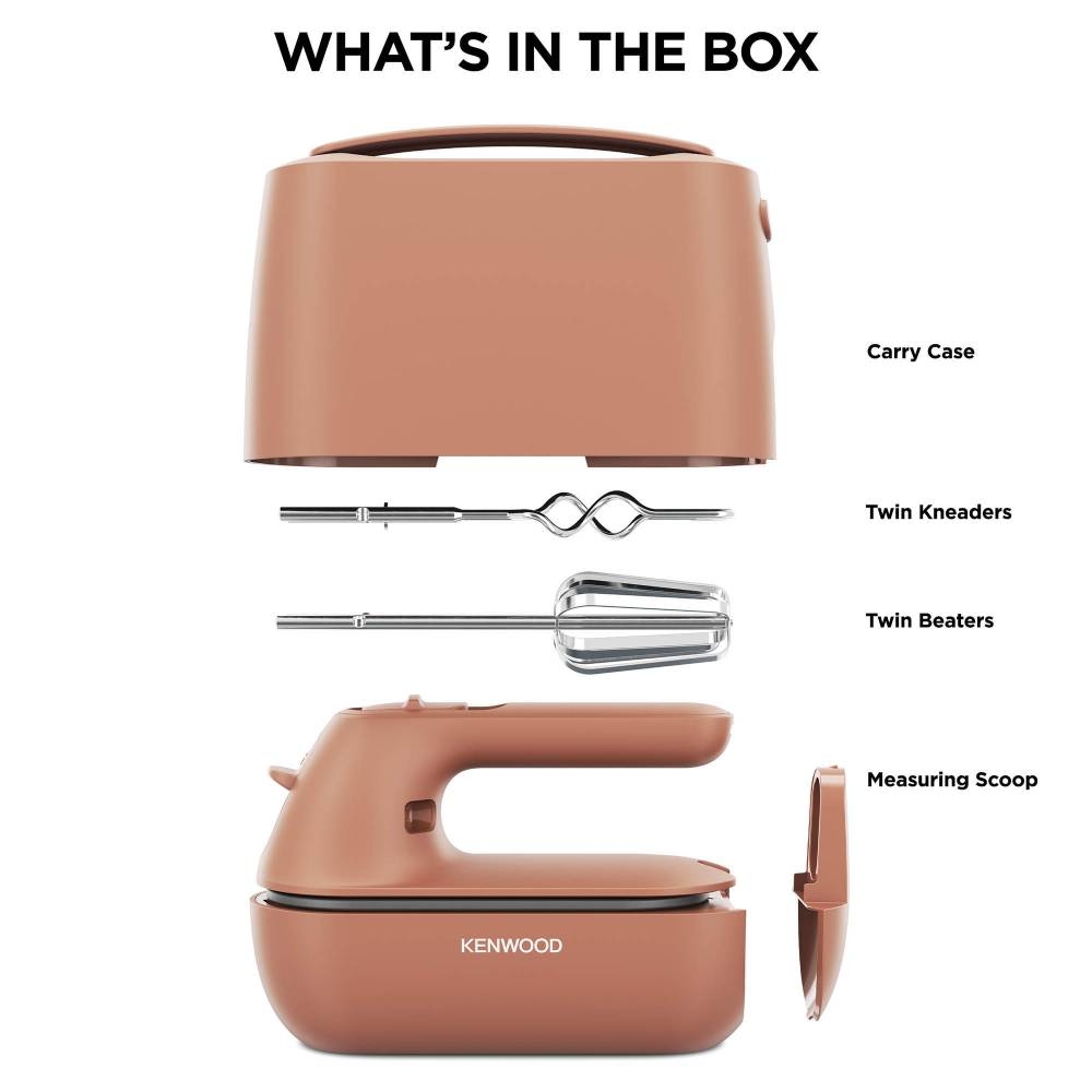 Kenwood 350W Quickmix Go Hand Mixer Clay Red - Glasswells