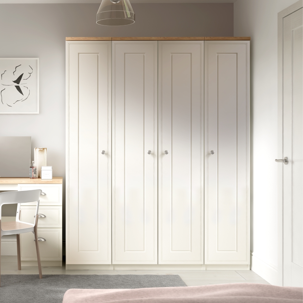 Maple 4 Door Wardrobe (2+2) Nebraska Oak & White - Glasswells