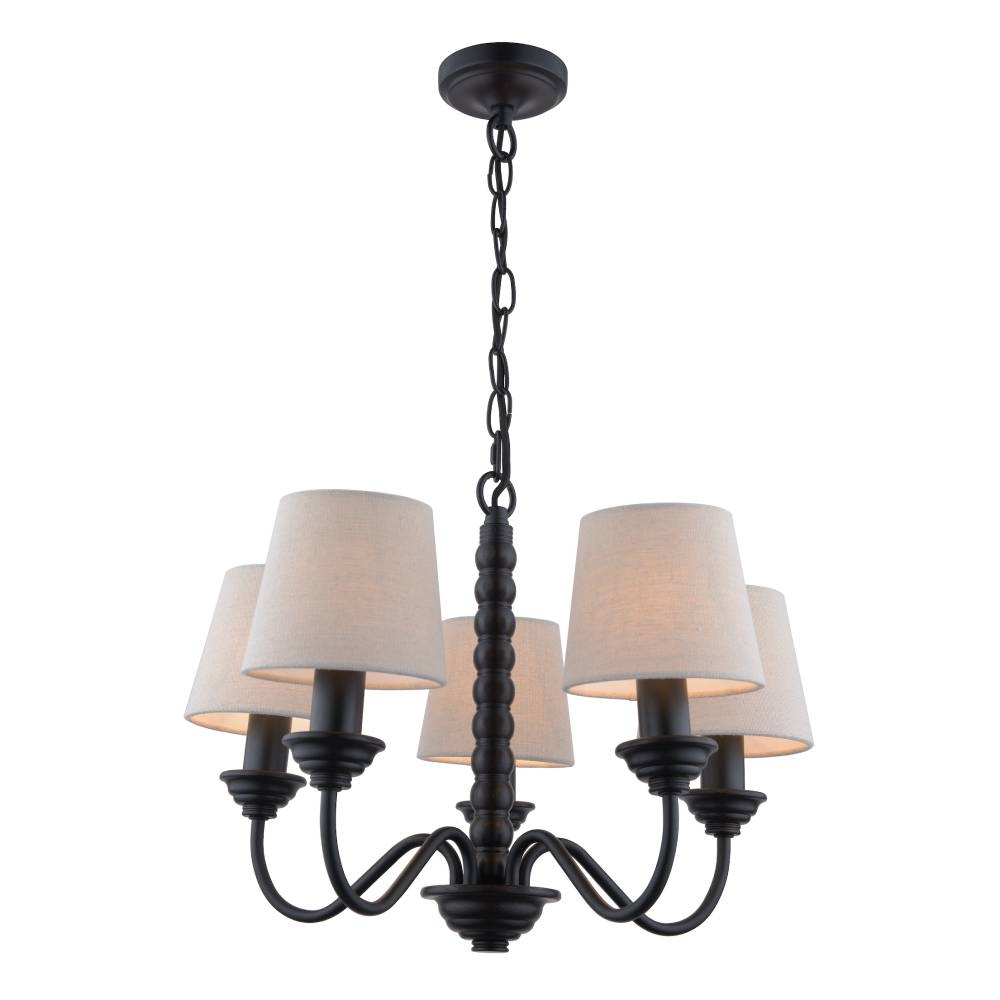 Laura Ashley Norbury 5 Light Pendant Matt Black With Shade - Glasswells