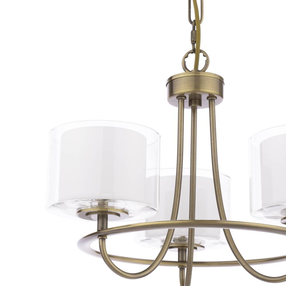 Laura Ashley Southwell 3 Light Armed Pendant Antique Brass & Opal Glas ...