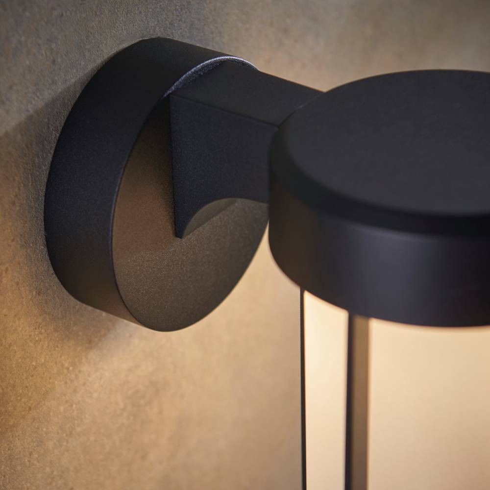Matt Black & Frosted Glass LED Wall Light - Glasswells