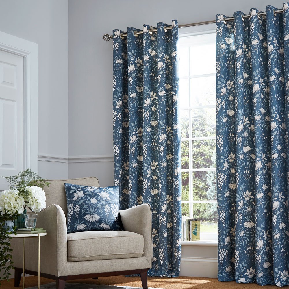 Laura Ashley Parterre Readymade Curtains Seaspray - Glasswells