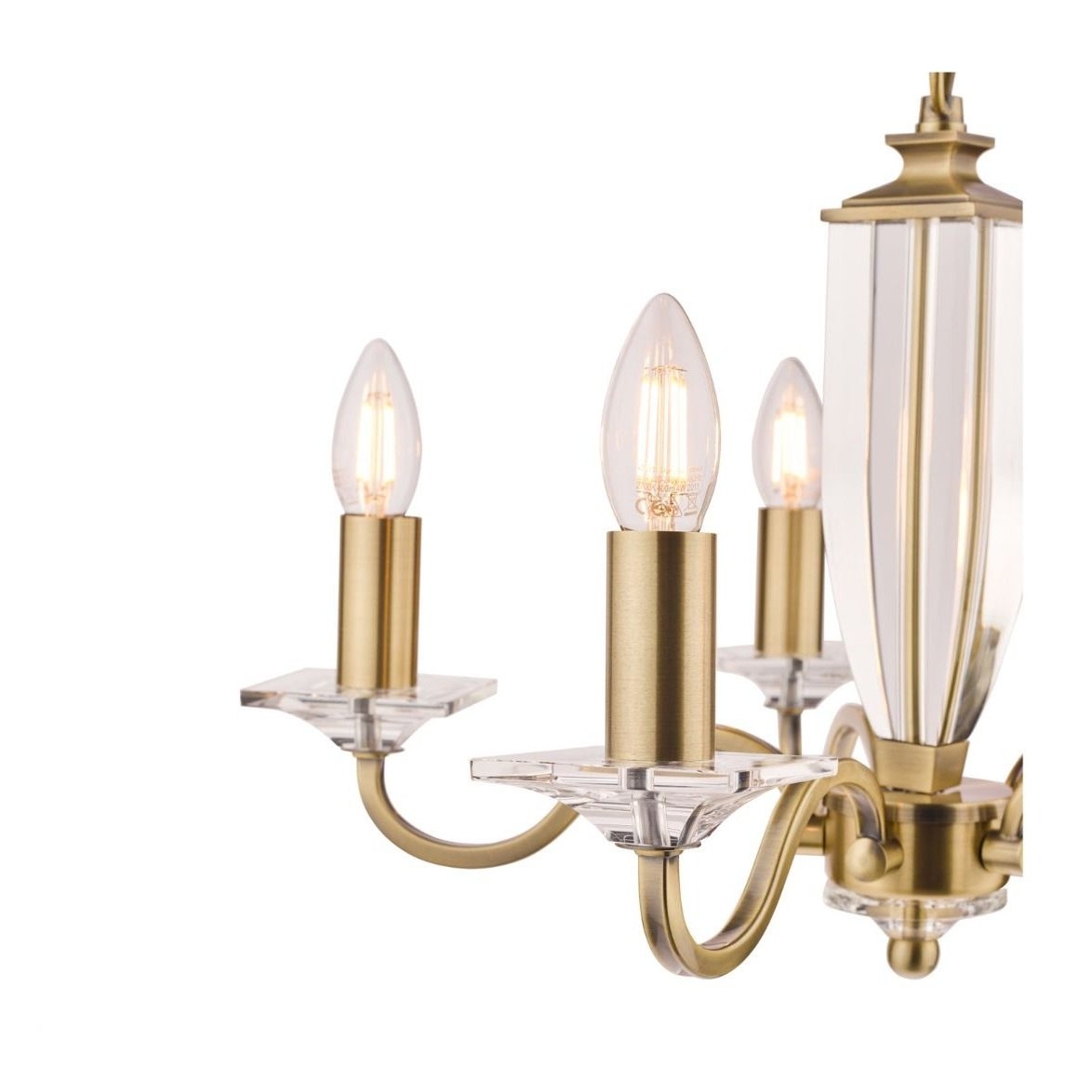Laura Ashley Carson Cut Glass & Antique Brass 5 Light Chandelier ...