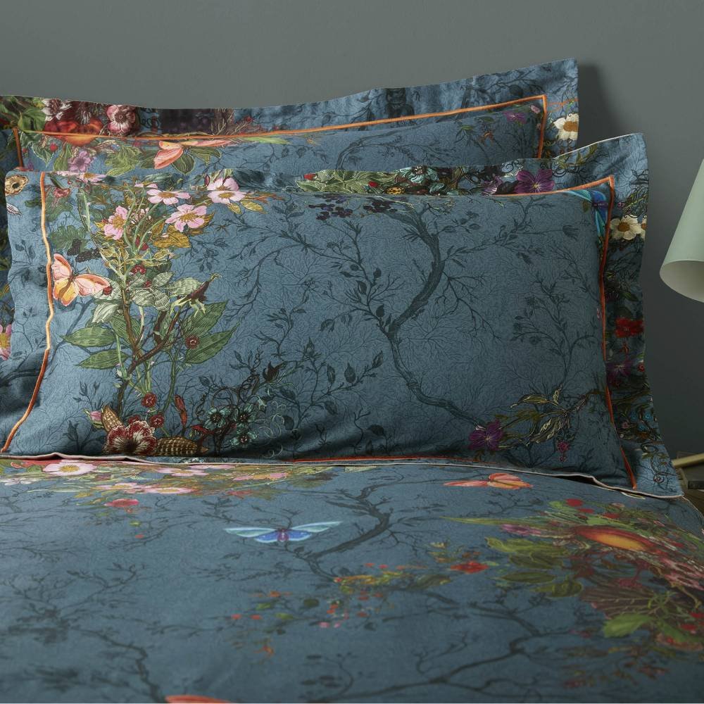 Timorous Beasties Bloomsbury Garden Oxford Pillowcase Pair Teal ...