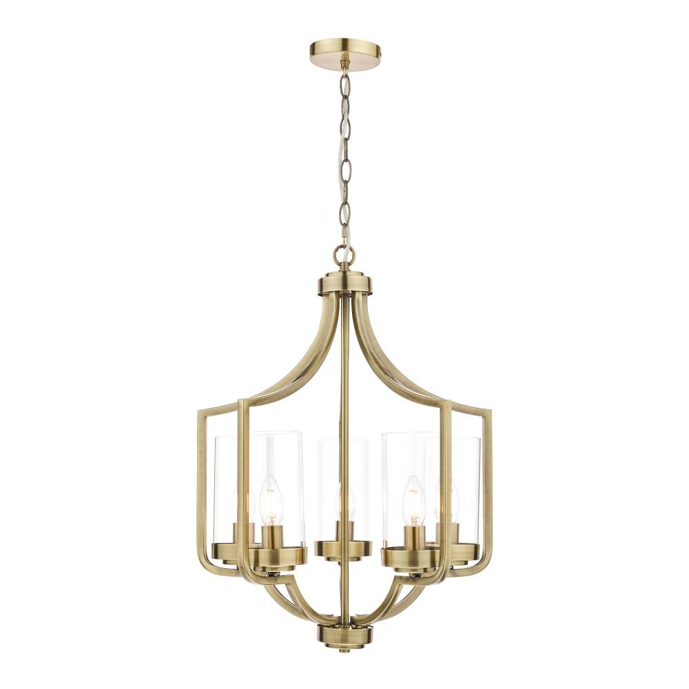 Laura Ashley Joseph 5lt Chandelier Antique Brass Glass - Glasswells