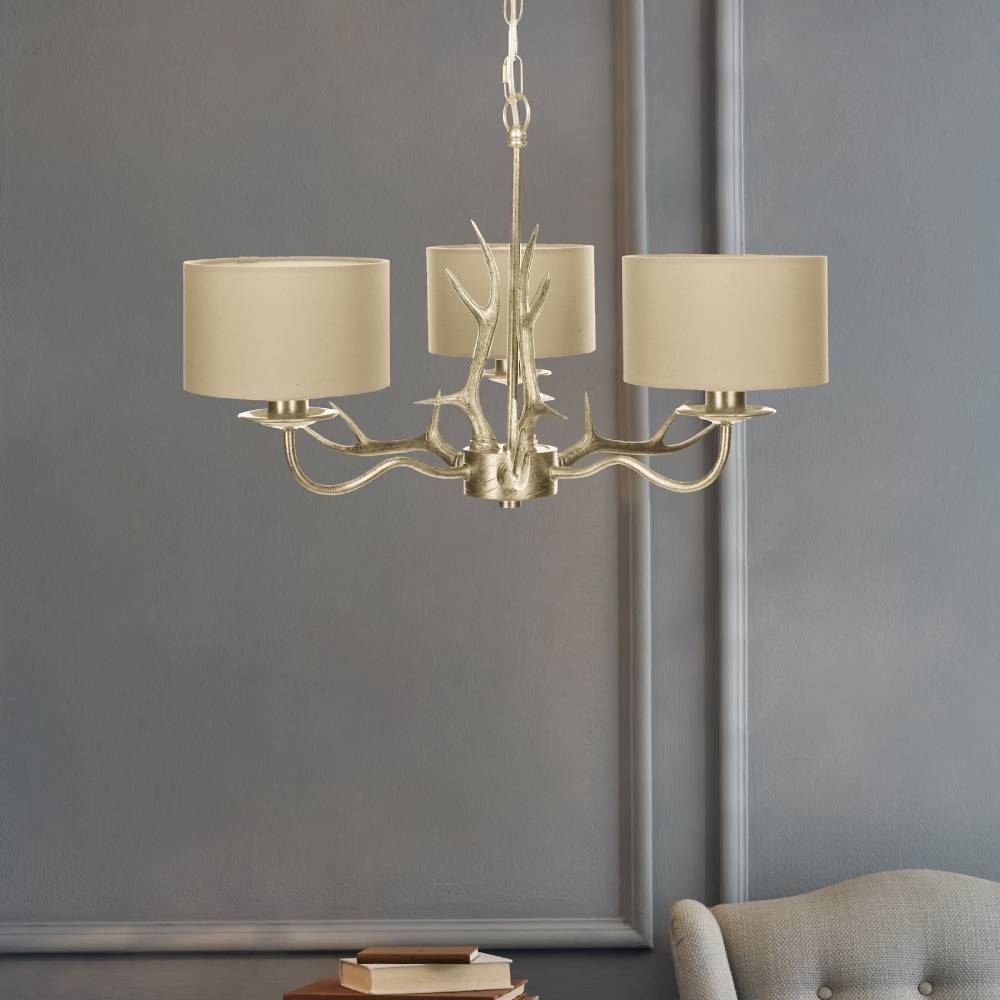 Laura Ashley Mulroy 3 Light Chandelier with Shades - Glasswells