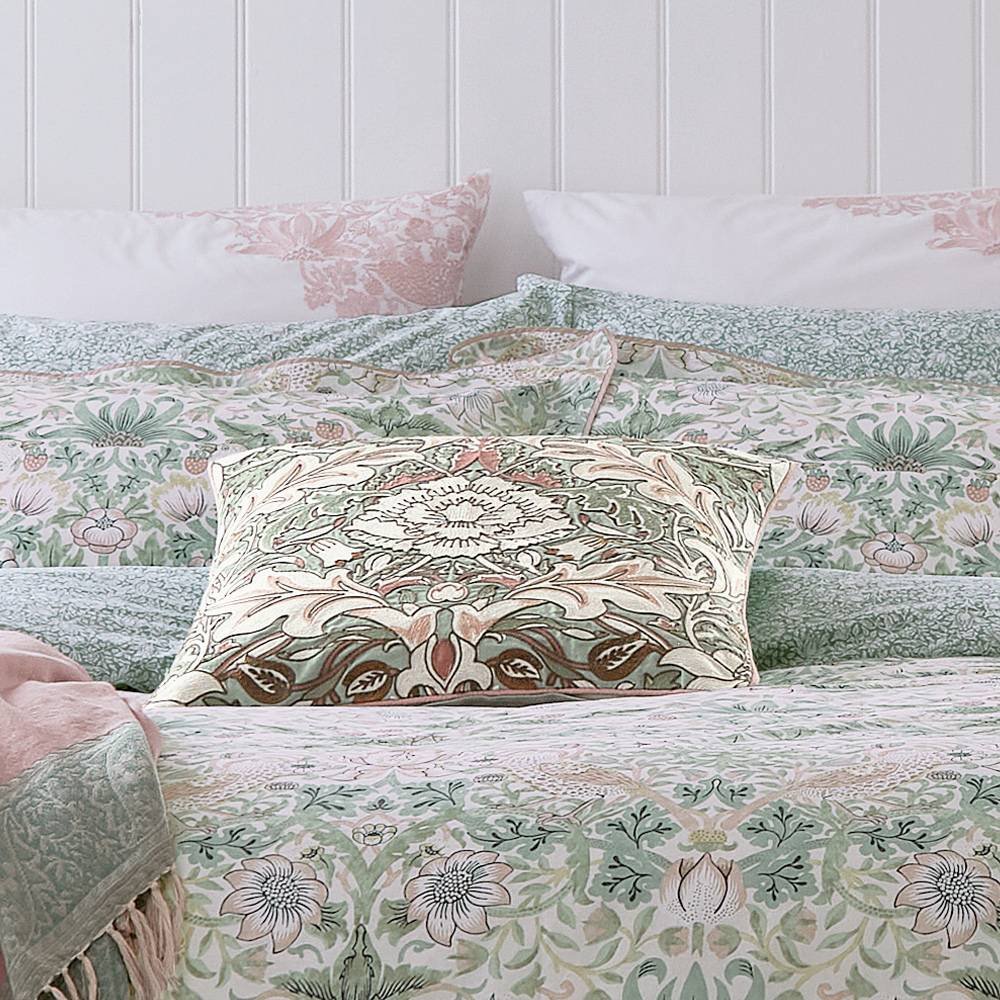 Morris Strawberry Thief Severne Cushion 50 x 50cm Cochineal Pink ...