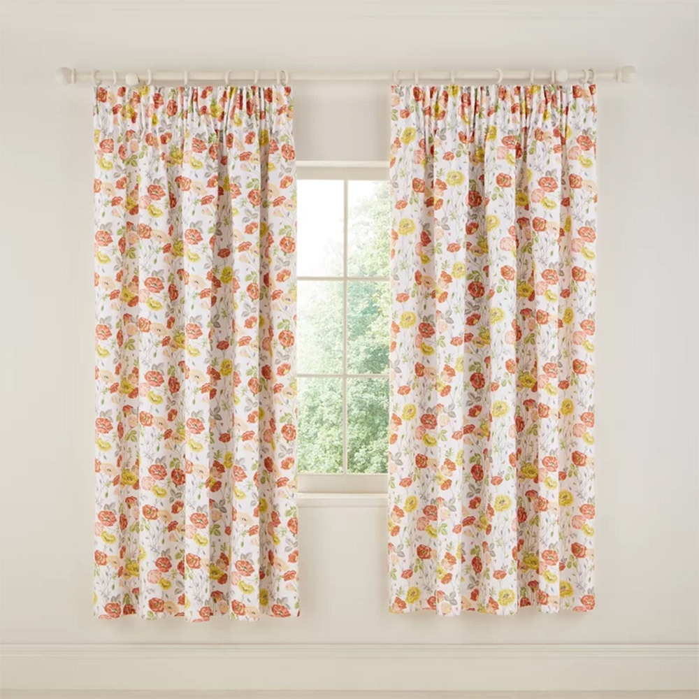 V&A Poppy Garden Lined Curtains 66 x 72" - Glasswells