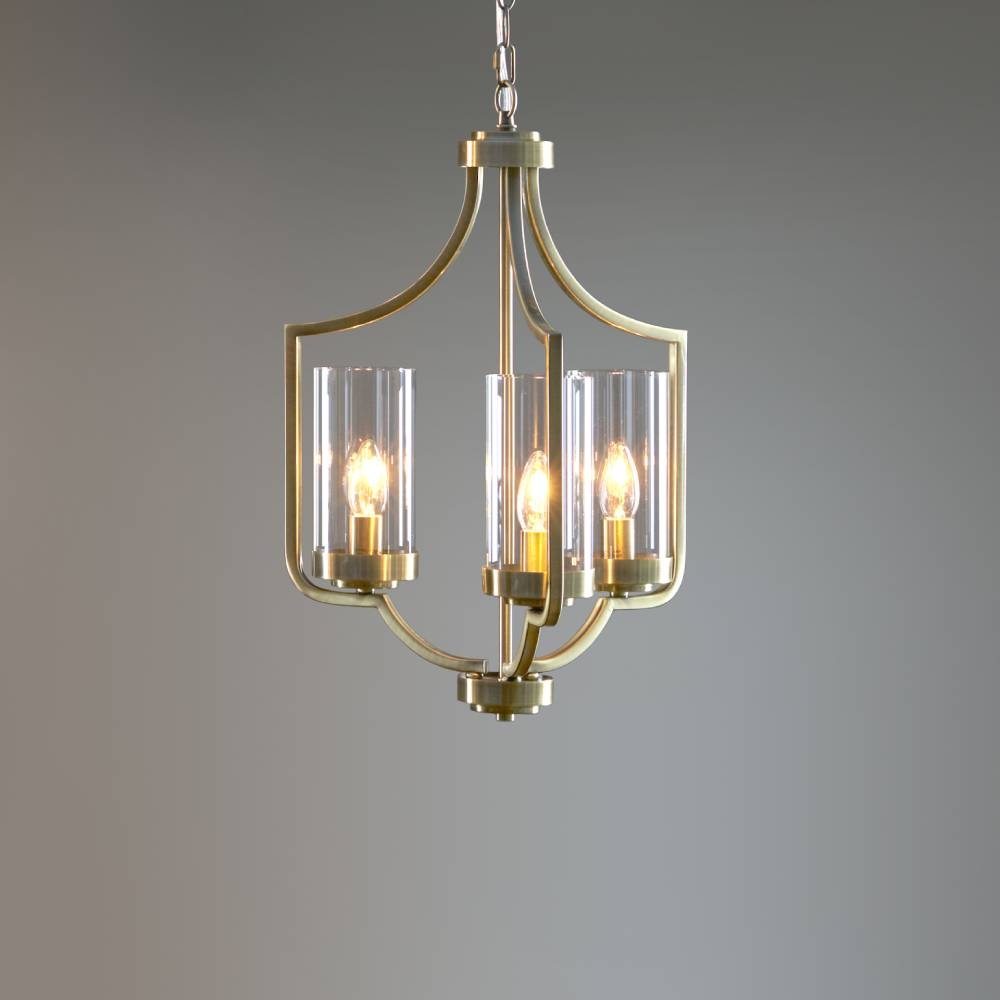 Laura Ashley Joseph 3lt Chandelier Antique Brass Glass - Glasswells