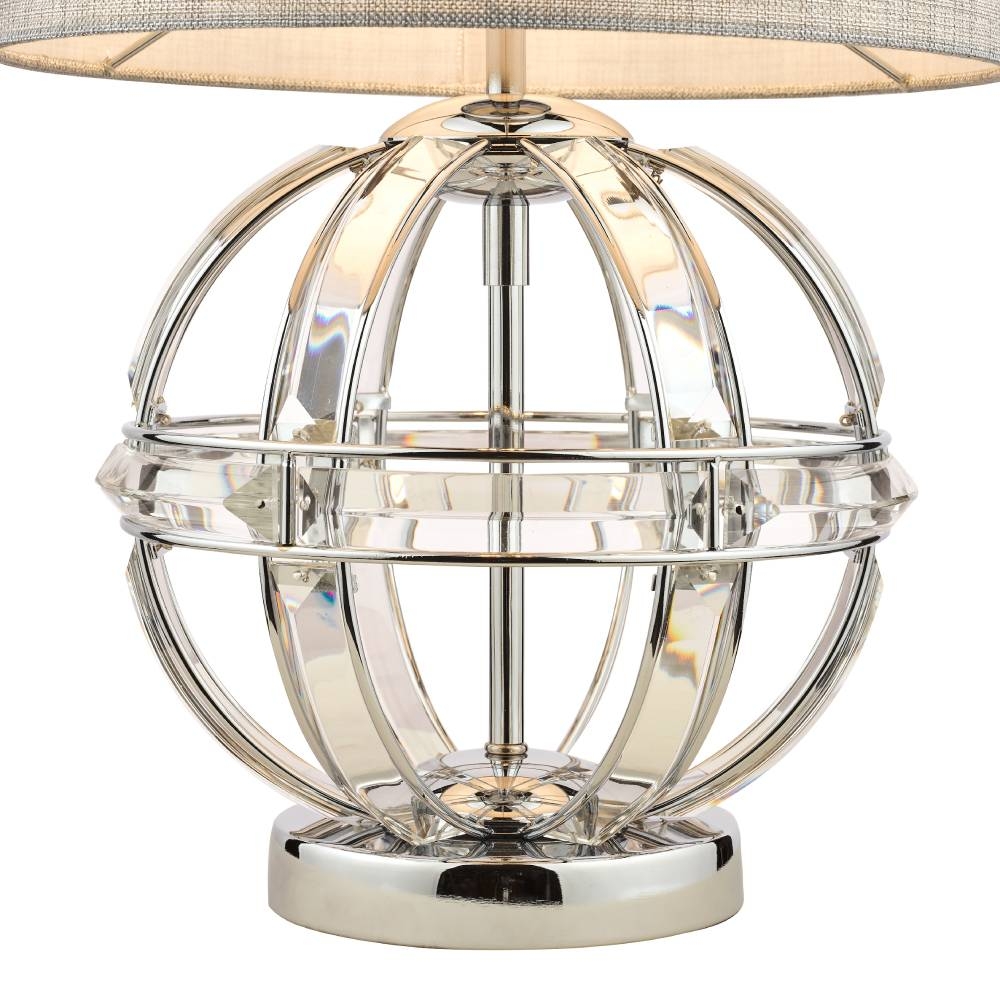 Laura Ashley Aidan Glass & Polished Chrome Globe Table Lamp With Grey ...