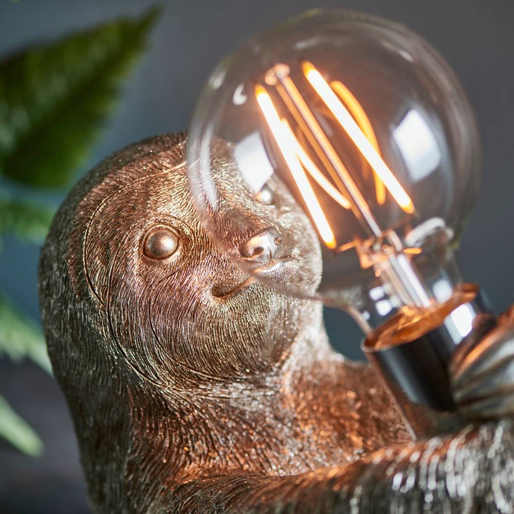 Clements Vintage Silver Sloth Table Light - Glasswells