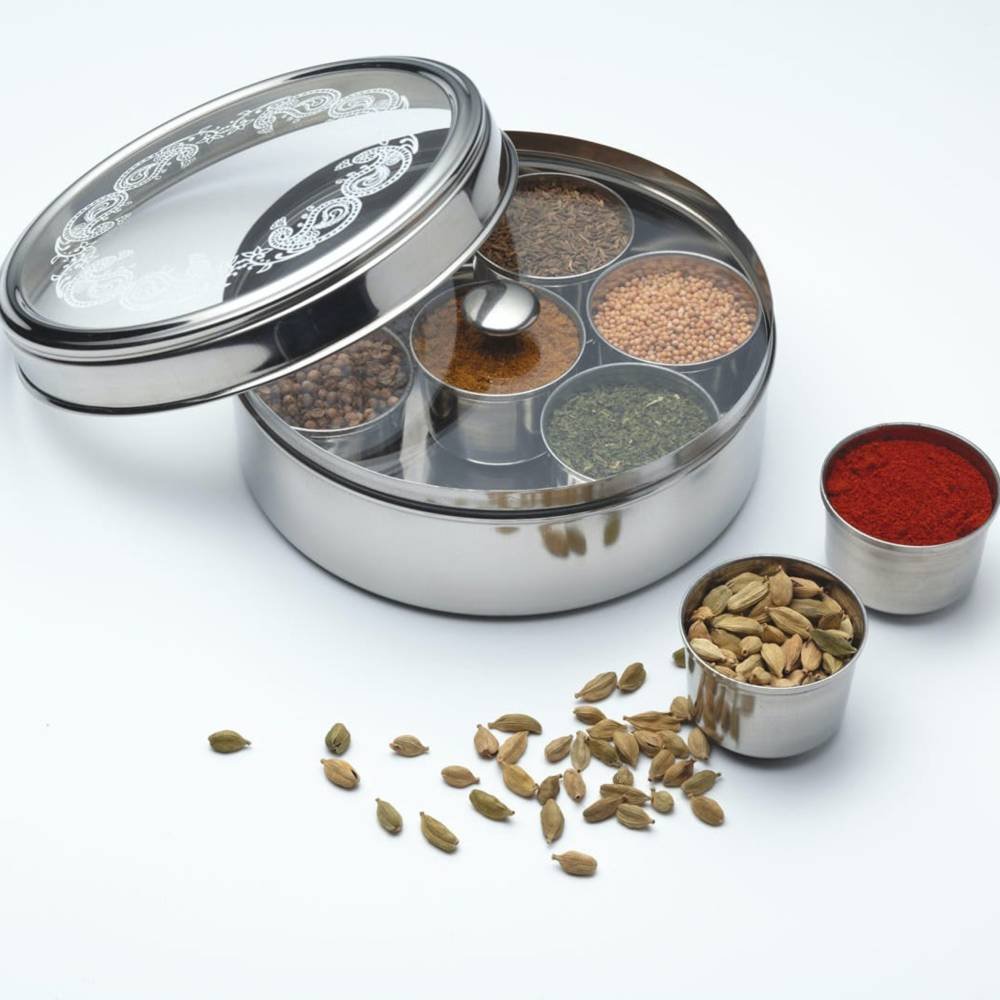 World Of Flavours Masala Dabba 17cm Stainless Steel - Glasswells