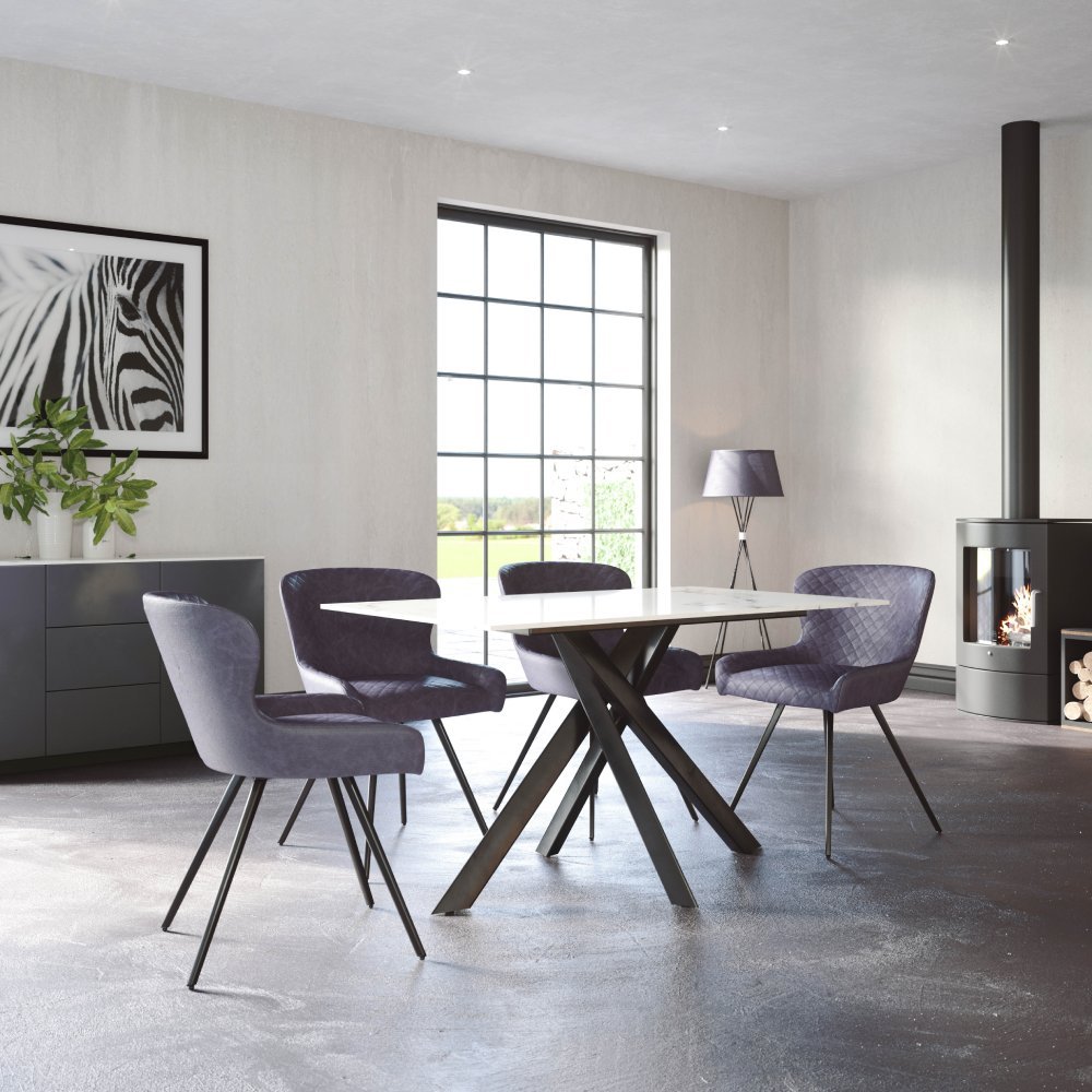 Archie Compact Table 135cm & 4 Dining Chairs - Glasswells