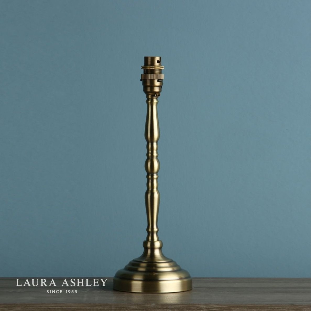 Laura Ashley Corey Antique Brass Candlestick Table Lamp With Midnight ...