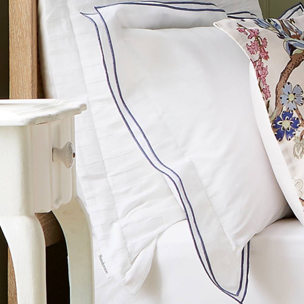 Sanderson Fusang Tree Embroidered Oxford Pillowcase Peacock Blue ...