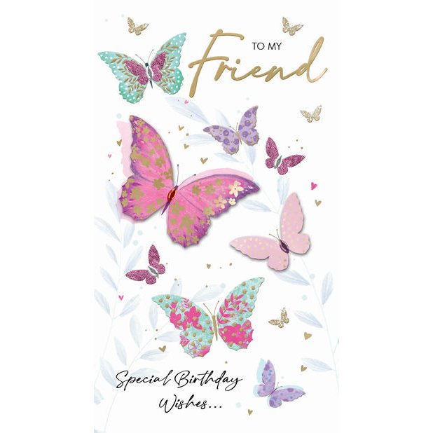 Friend Birthday - Butterflies Card - Glasswells