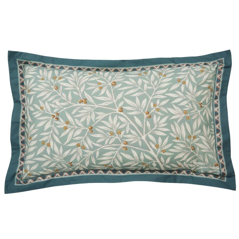 Morris Co/V&A Room Willow Cover Set Skg Sage Green & Gold - Glasswells
